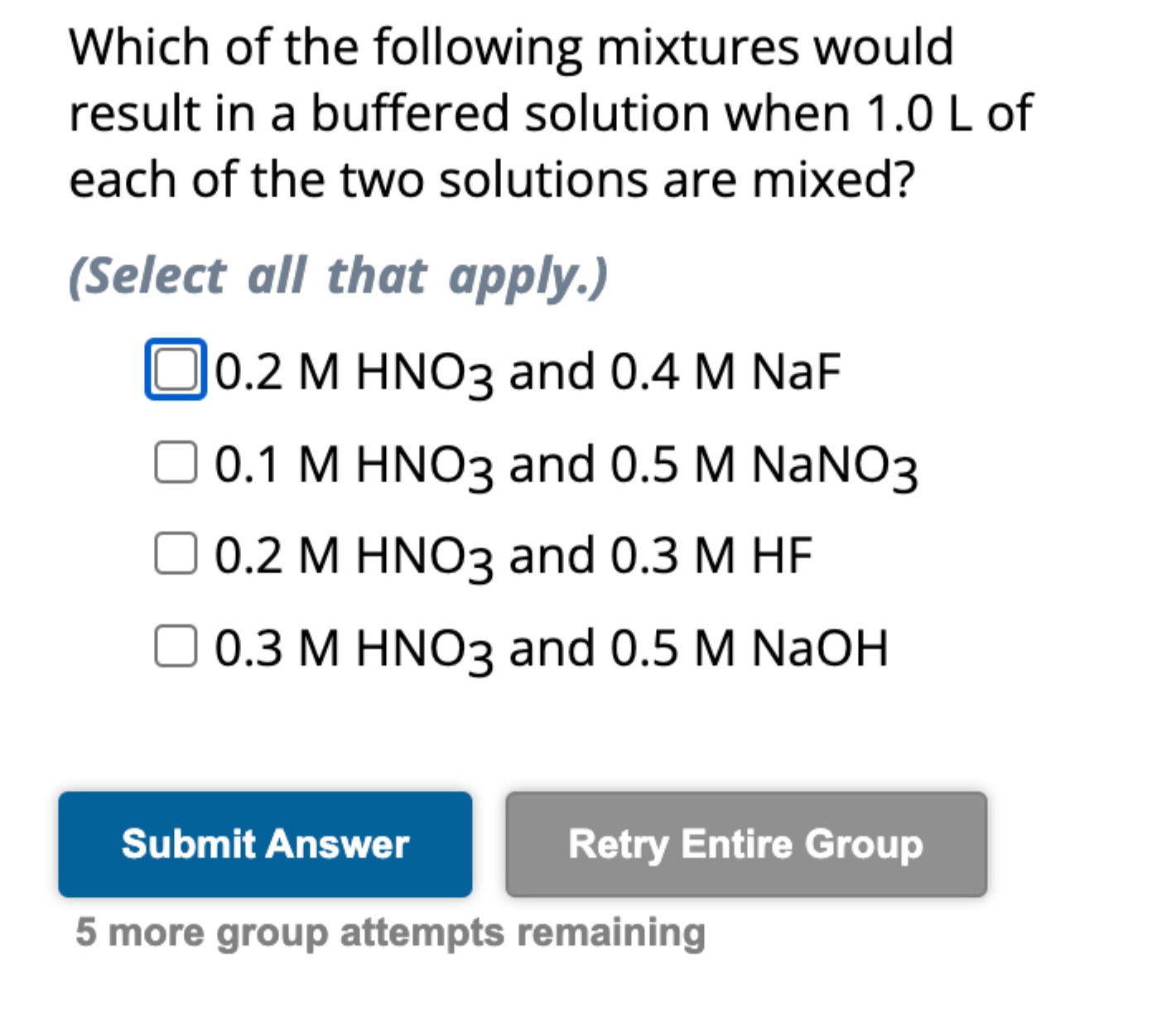 Solved Which of the following mixtures wouldresult in a | Chegg.com