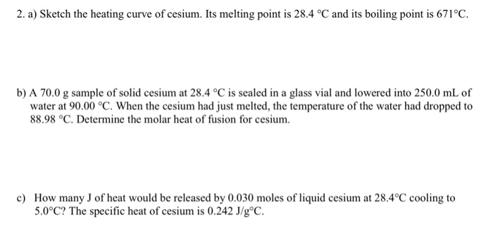 Solved 2. a) Sketch the heating curve of cesium. Its melting | Chegg.com