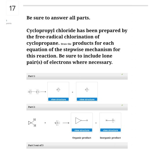 Solved 17 Be sure to answer all parts. points Cyclopropyl | Chegg.com