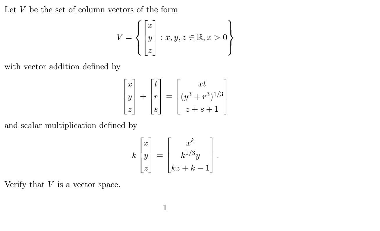 Solved Let V be the set of column vectors of the form V Y : | Chegg.com