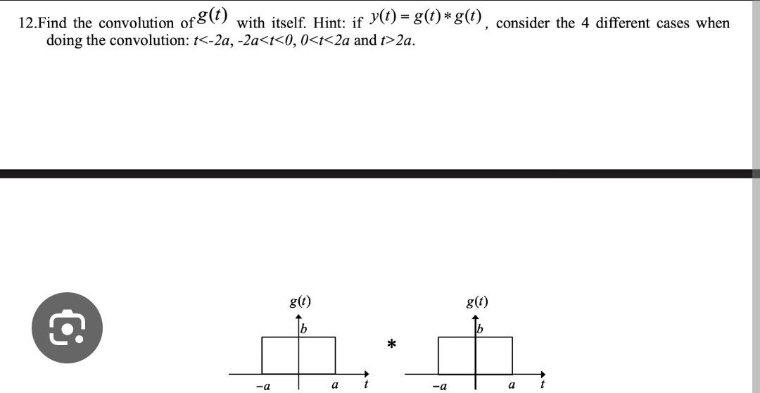 Solved Find the convolution of g(t) ﻿with itself. Hint: if | Chegg.com