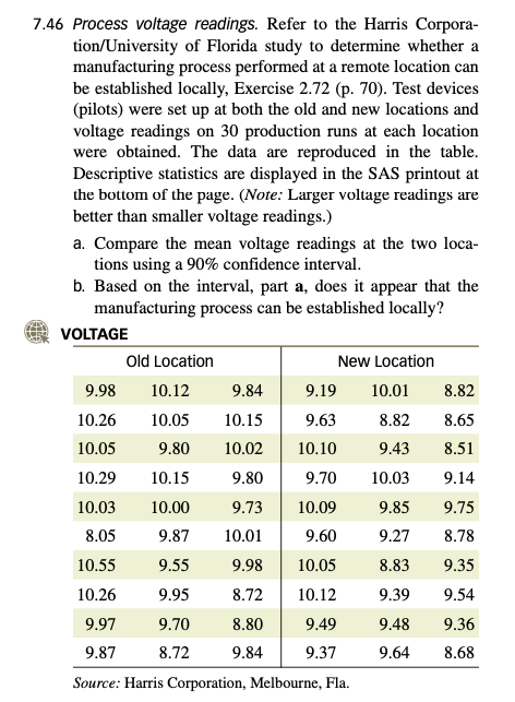Solved 7.46 Process voltage readings. Refer to the Harris | Chegg.com