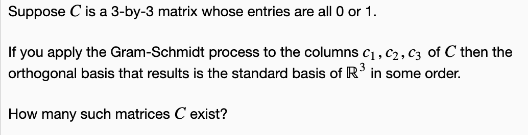 Solved Suppose C is a 3-by-3 matrix whose entries are all 0 | Chegg.com