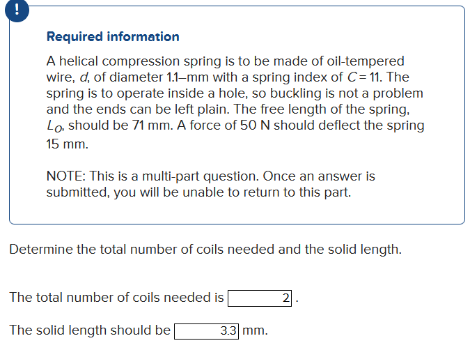 Solved Required information A helical compression spring is | Chegg.com