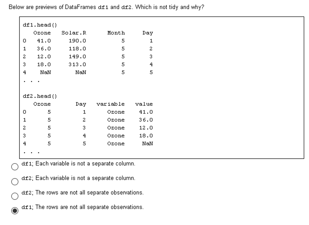 Solved Below are previews of DataFrames dfi and df2. Which | Chegg.com