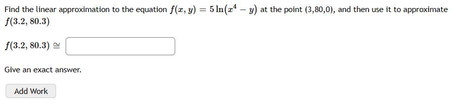 Solved Find the linear approximation to the equation f(x, y) | Chegg.com