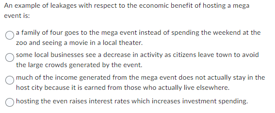 Solved An example of leakages with respect to the economic | Chegg.com