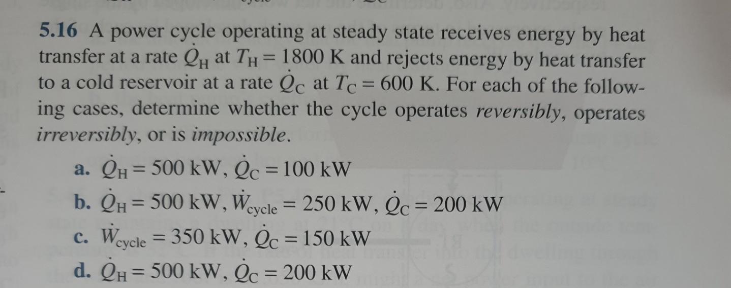 Solved 5.16 A power cycle operating at steady state receives | Chegg.com
