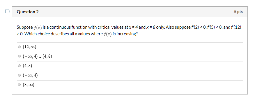Solved Question 2 5 pts Suppose f(x) is a continuous | Chegg.com