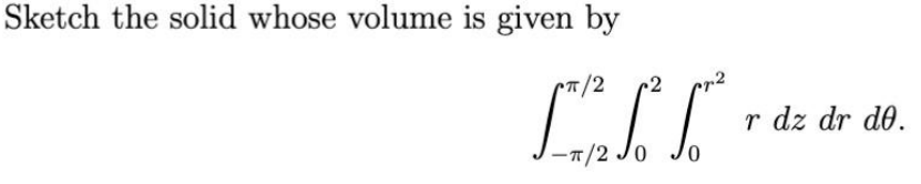 Solved Sketch the solid whose volume is given by | Chegg.com