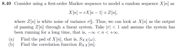 Solved 840 Consider Using A First Order Markov Sequence To 