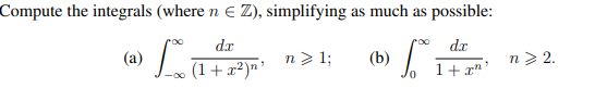 Solved Compute the integrals (where n∈Z ), simplifying as | Chegg.com