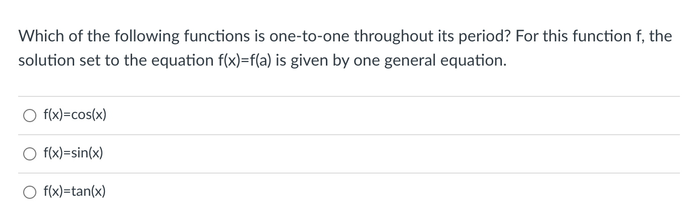 Solved Which of the following functions is one-to-one | Chegg.com