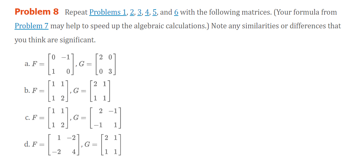 Problem 8 Repeat Problems 1,2,3,4,5, and 6 with the | Chegg.com