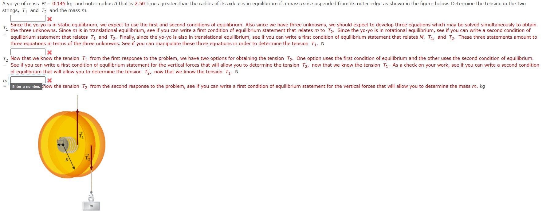 Solved strings, T_(1) ﻿and T_(2) ﻿and the mass m.three | Chegg.com