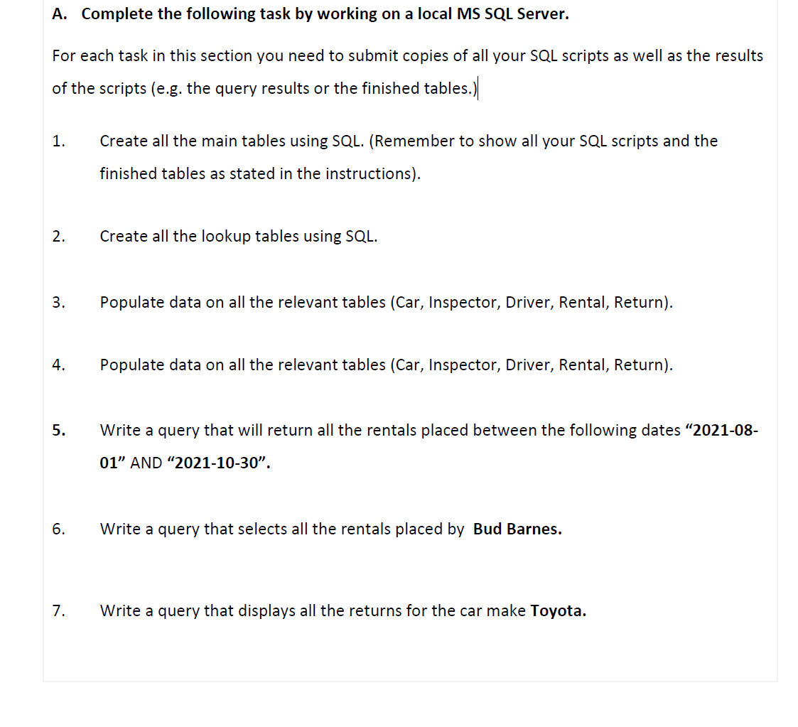 Solved A. Complete the following task by working on a local | Chegg.com