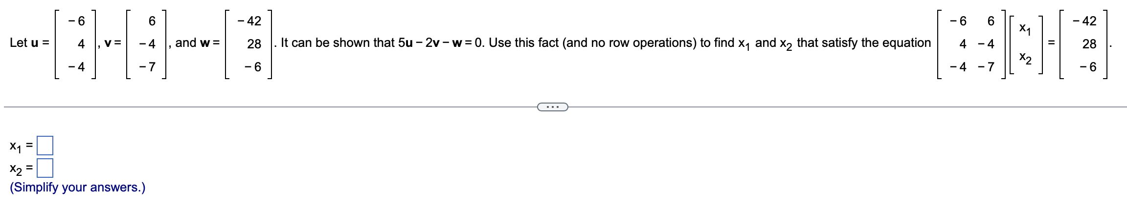 Solved A=⎣⎡2−2024−2−40−9410116−6−20−5⎦⎤ Can each vector in | Chegg.com