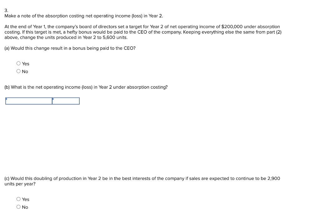 3. Make a note of the absorption costing net | Chegg.com