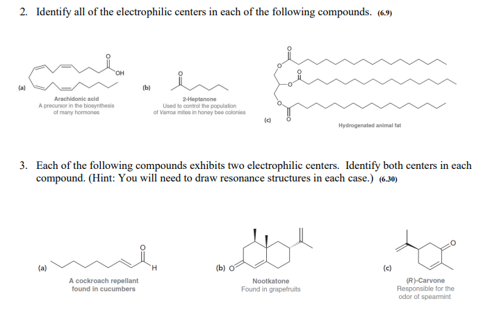 Solved 2. Identify all of the electrophilic centers in each | Chegg.com