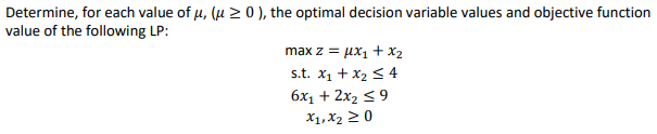 Solved Determine, for each value of μ,(μ≥0), the optimal | Chegg.com