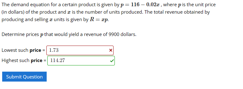 Solved The demand equation for a certain product is given by | Chegg.com