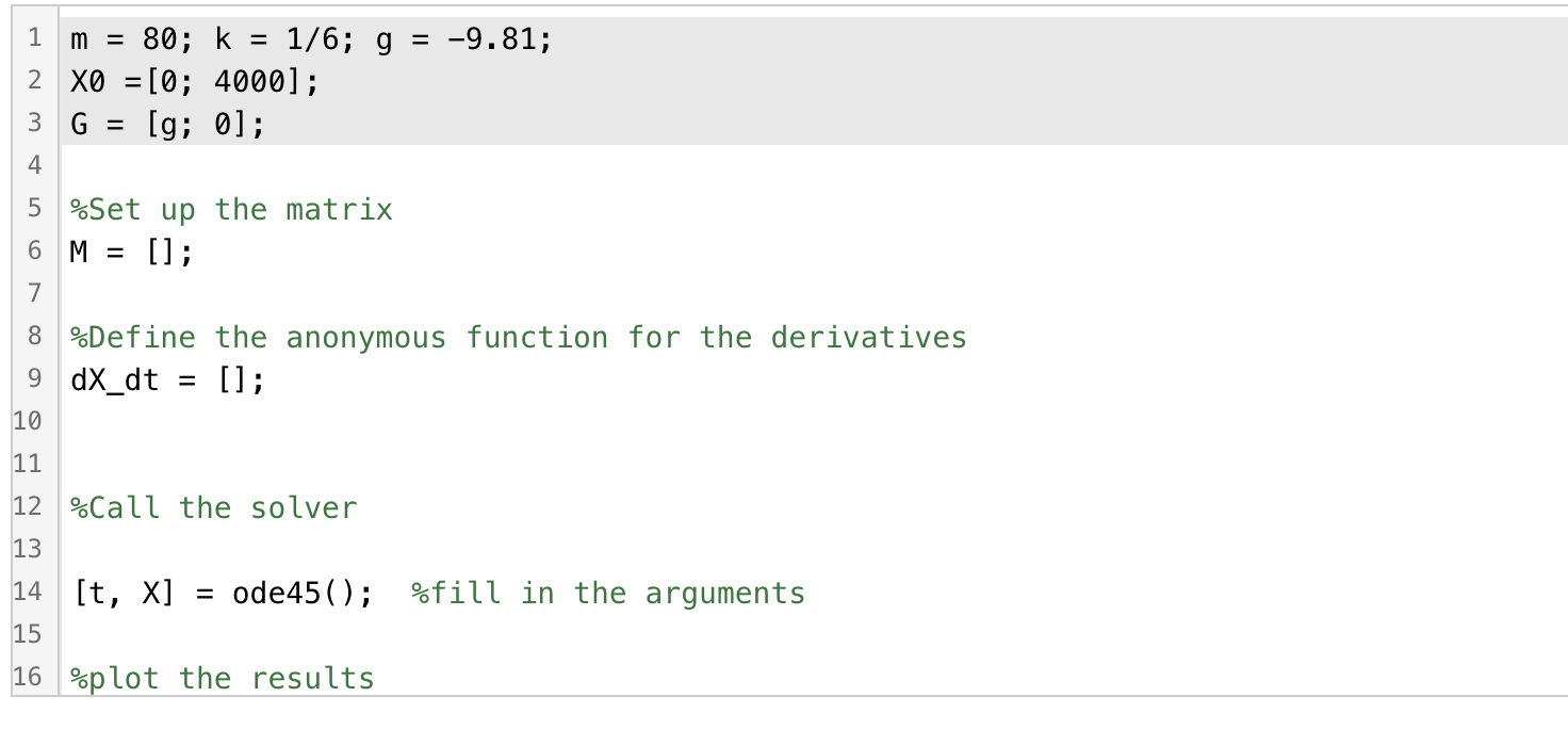 Solved Solve the problem of the first parachute exercise | Chegg.com