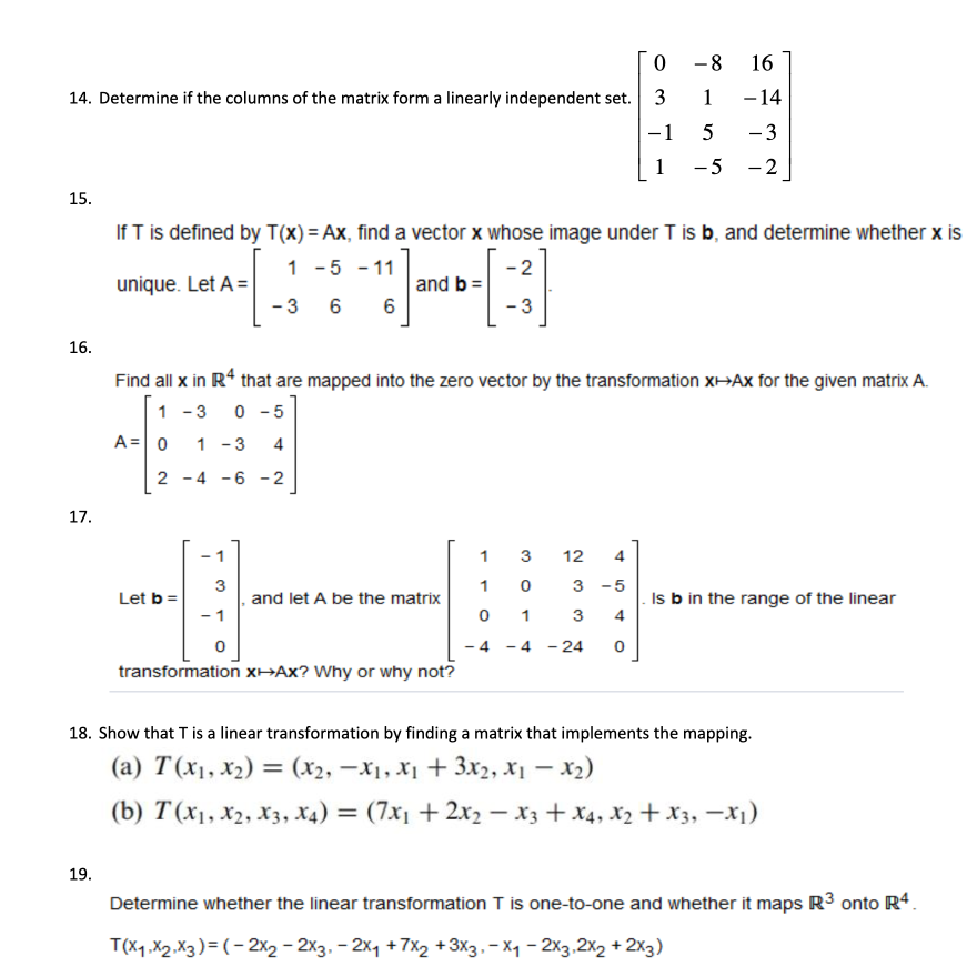 Solved 14. Determine if the columns of the matrix form a | Chegg.com