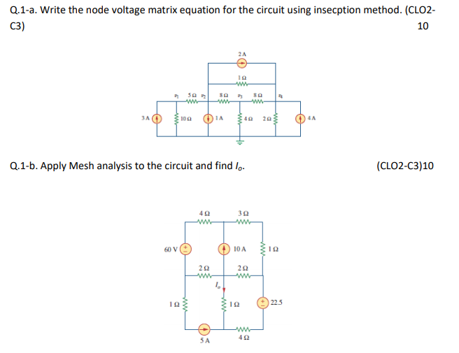 Solved Q.1-a. Write the node voltage matrix equation for the | Chegg.com
