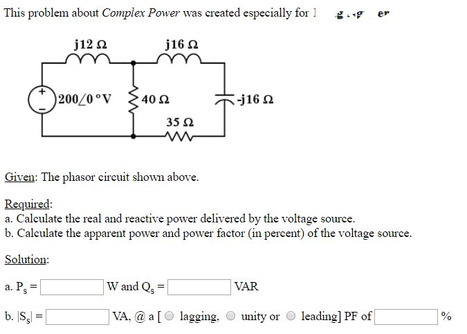 Solved This problem about Complex Power was created | Chegg.com