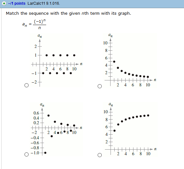 Solved Match The Sequence With The Given Nth Term With
