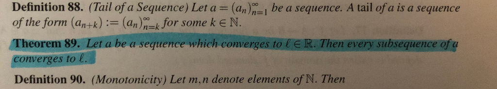 Solved Definition 88. (Tail of a Sequence) Let a (anne-i be | Chegg.com