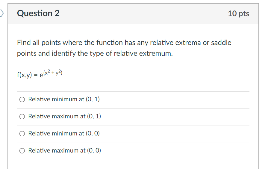 Solved Find all points where the function has any relative | Chegg.com