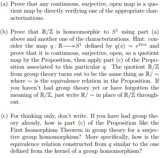 Solved (a) Prove that any continuous, surjective, open map | Chegg.com