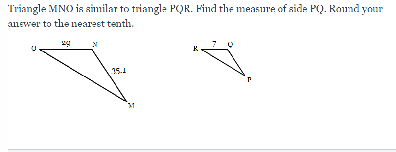 Solved Triangle MNO is similar to triangle PQR. Find the | Chegg.com