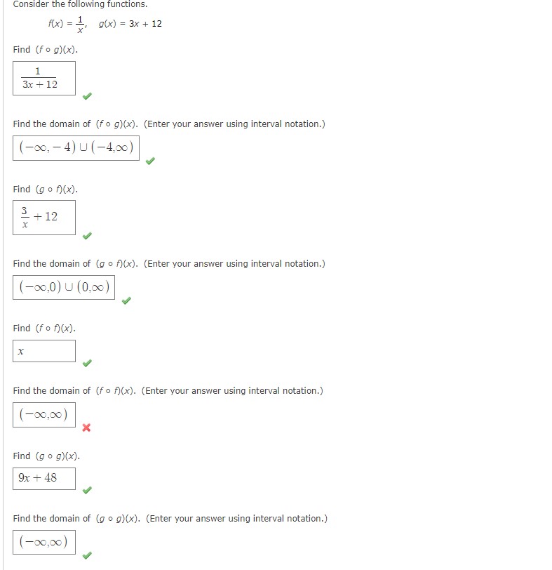 Solved Consider the following functions. f(x)=x1,g(x)=3x+12 | Chegg.com