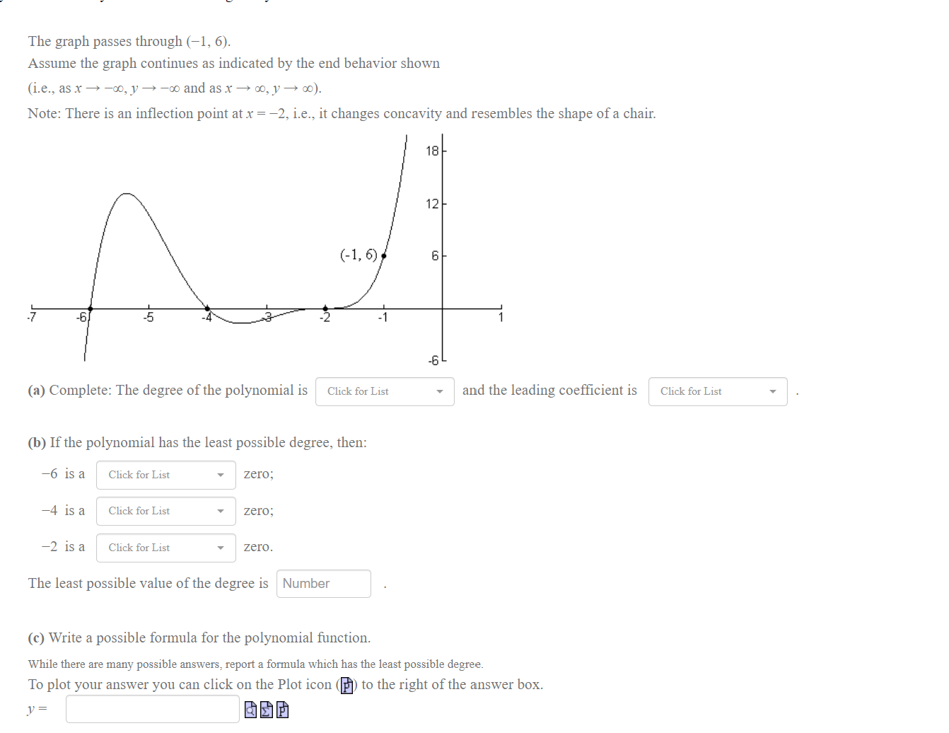 Solved The graph passes through (−1,6). Assume the graph | Chegg.com
