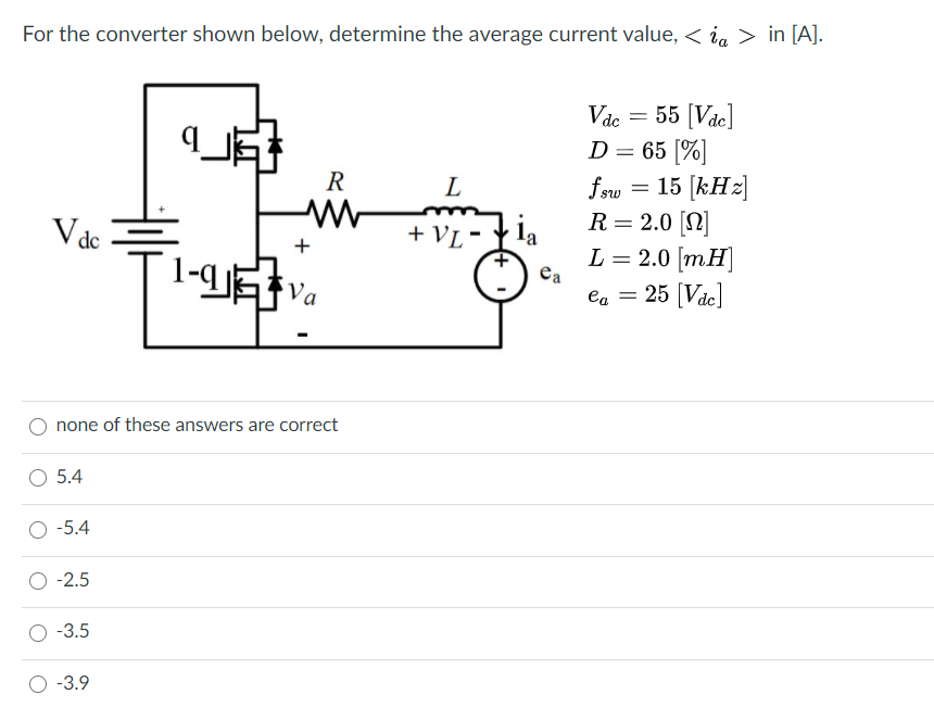 Solved For the converter shown below, determine the average | Chegg.com