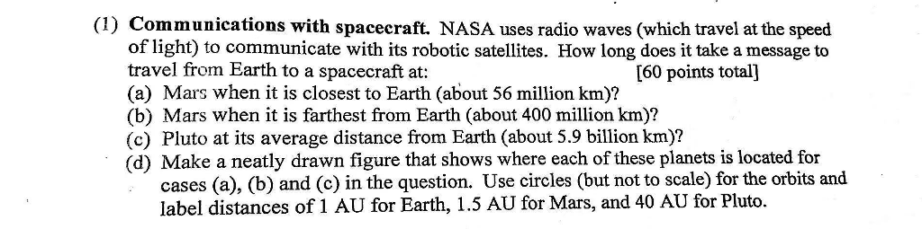 Solved (1) Communications with spacecraft. NASA uses radio | Chegg.com