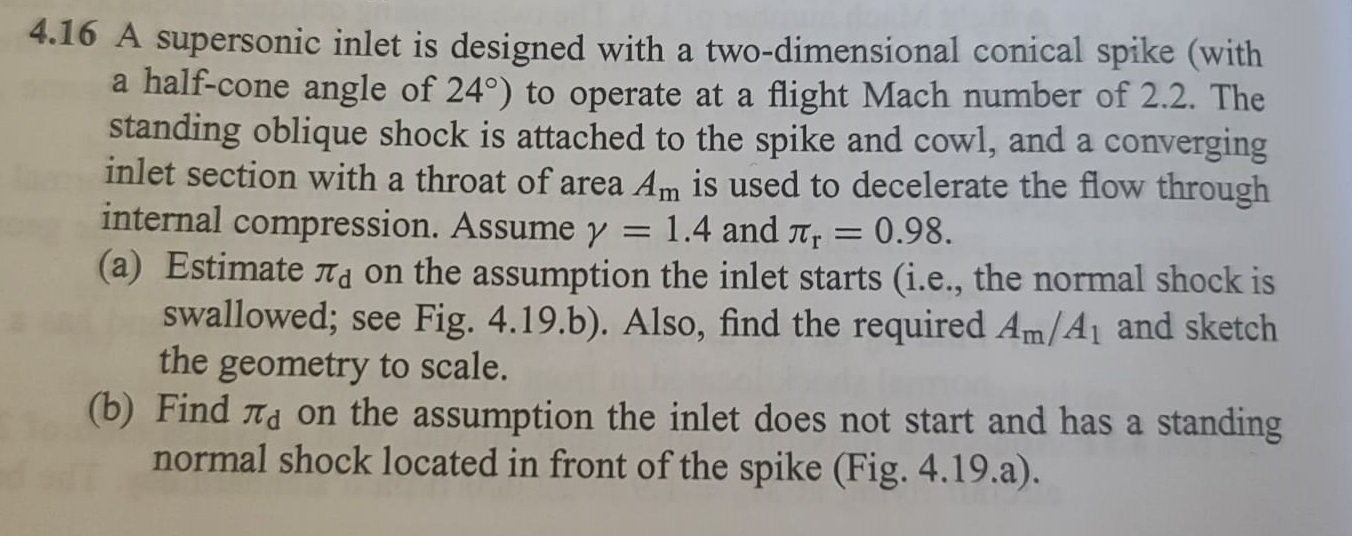 4.16 A supersonic inlet is designed with a | Chegg.com
