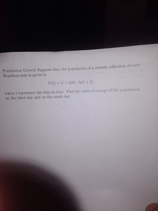 Solved Population Growth Suppose That The Population Of A Chegg