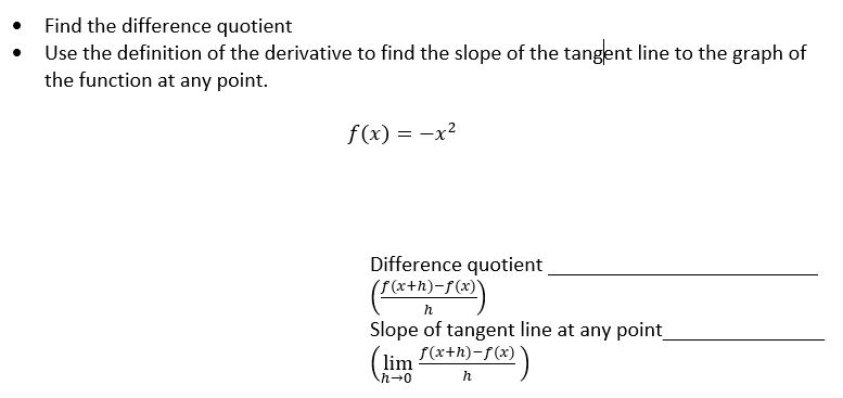 Solved . Find the difference quotient Use the definition of | Chegg.com