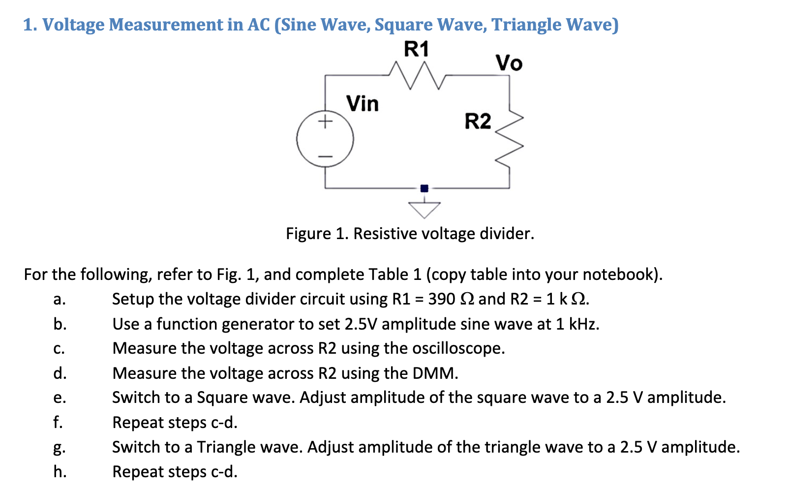 Solved 1. Voltage Measurement in AC (Sine Wave, Square Wave, | Chegg.com