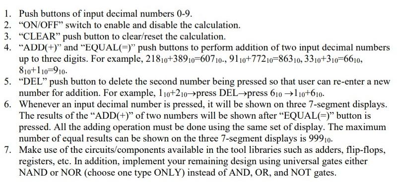 Solved Design a basic digital calculator using deeds | Chegg.com