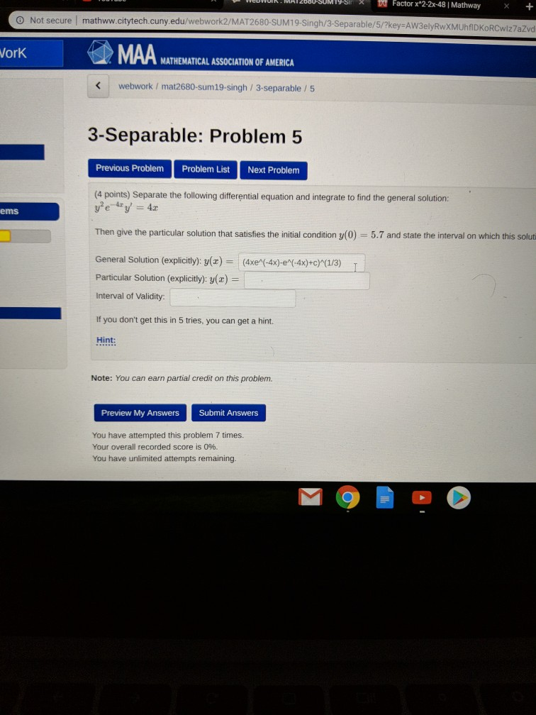 Solved WeBWork MAT2680 SUM19 Si YouTube Factor X 2 2x 48 Chegg