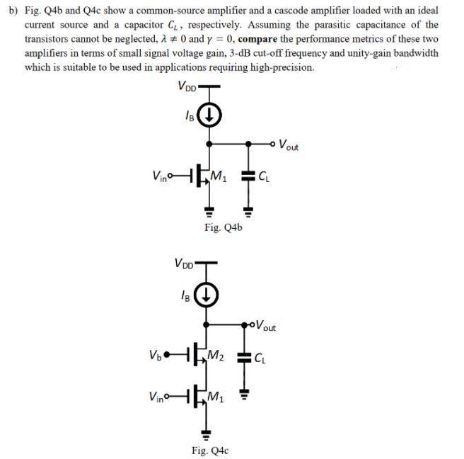 Solved b) Fig. Q4b and Q4c show a common-source amplifier | Chegg.com