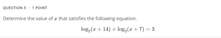 Solved QUESTION 5 - 1 ﻿POINTDetermine the value of x ﻿that | Chegg.com