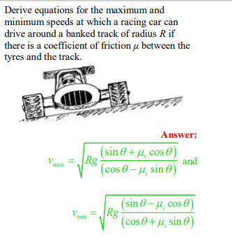 Solved Derive equations for the maximum and minimum speeds | Chegg.com