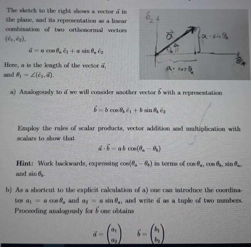 Solved The sketch to the right shows a vector a in the | Chegg.com