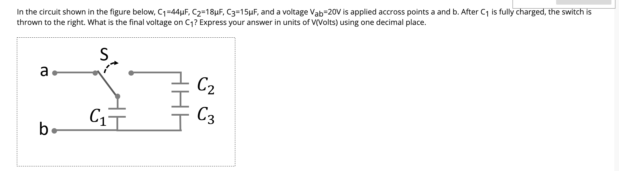Solved In the circuit shown in the figure below, C1=44uF, | Chegg.com
