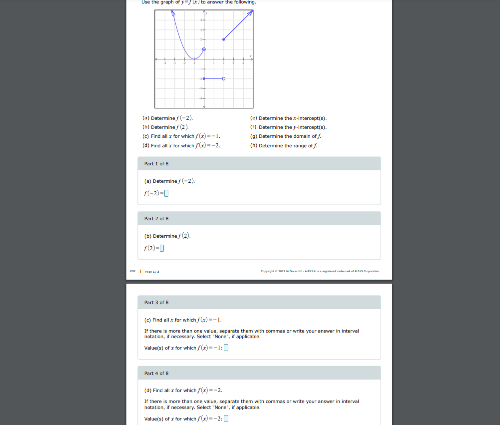 Solved Part 5 of 8 (e) Determine the x-intercept(s). Write | Chegg.com